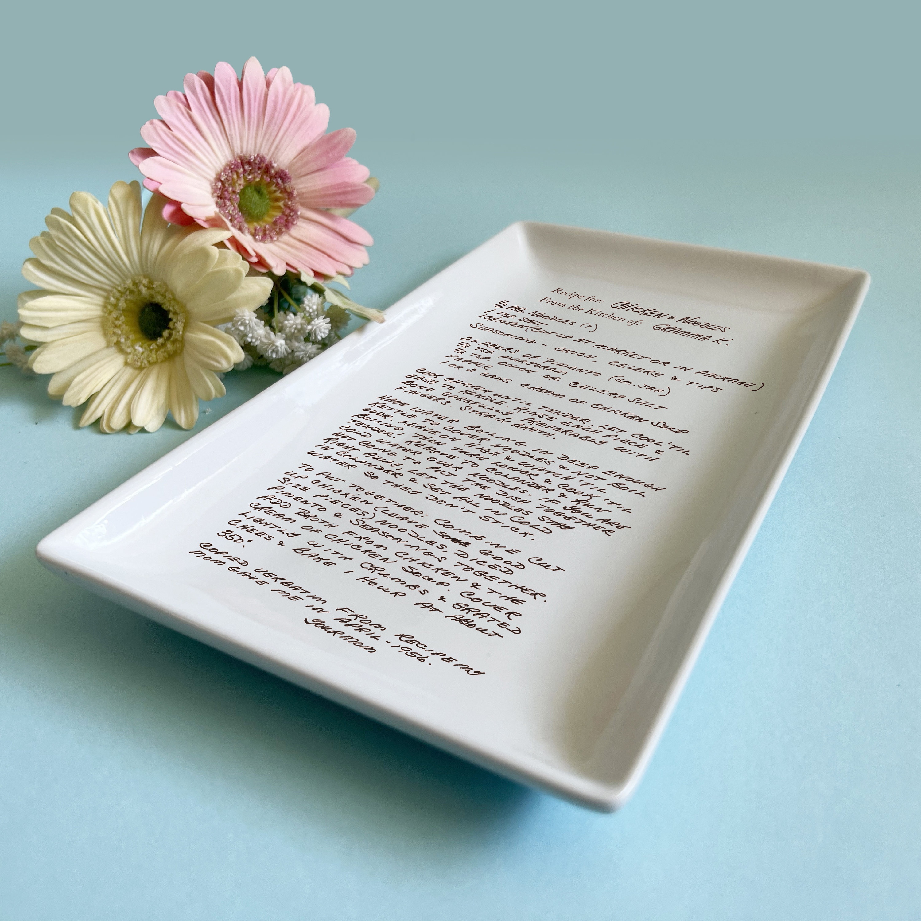 Custom Handwriting Rectangle Plate Tray for Recipe or Love Letter - Etsy