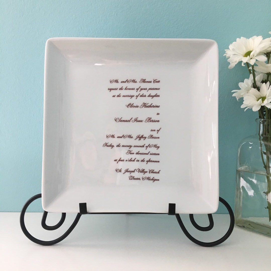 Custom Wedding Invitation Square Plate Platter Gift Newlywed ...