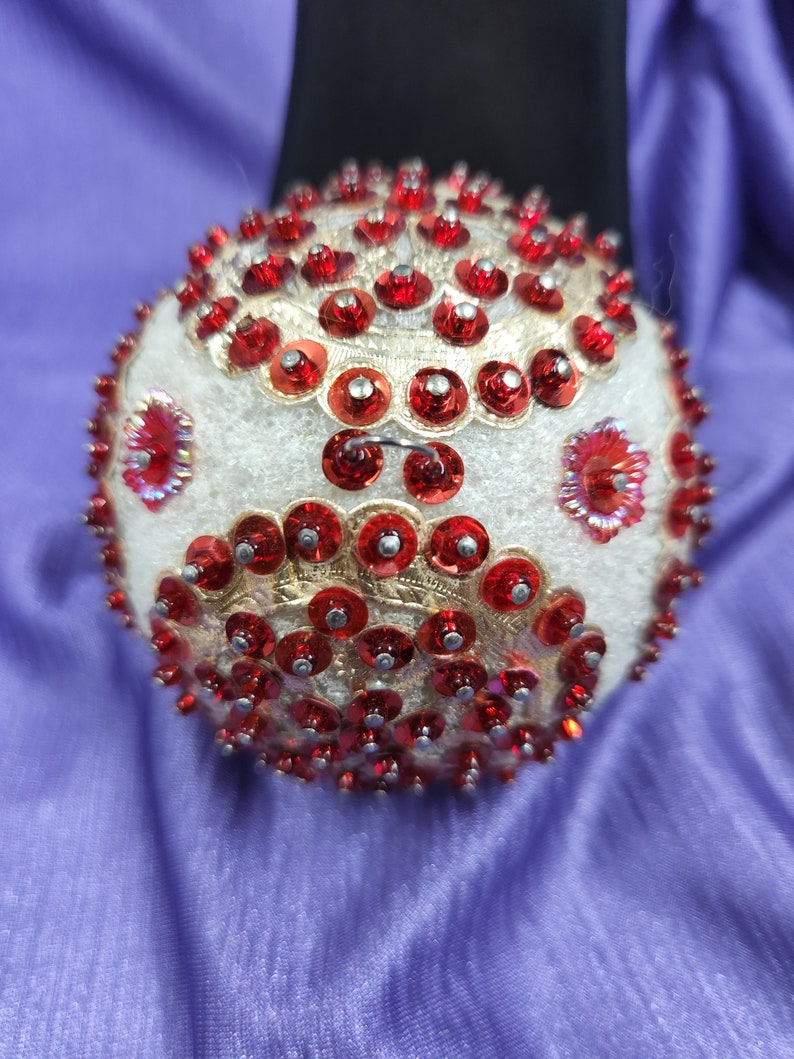 Vintage Push Pin Red Sequin on Styrofoam Ornament - Etsy