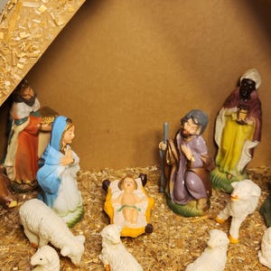 Vintage One Piece Nativity Scene in Original Box Christmas Nativity ...