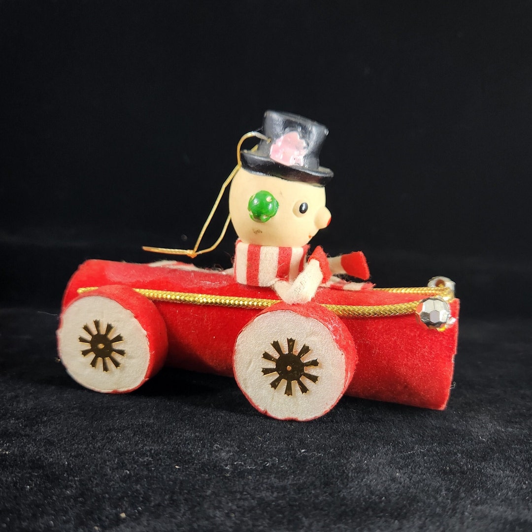 Adorable Snowman Driving a Styrofoam Car Ornament Decoration Japan - Etsy