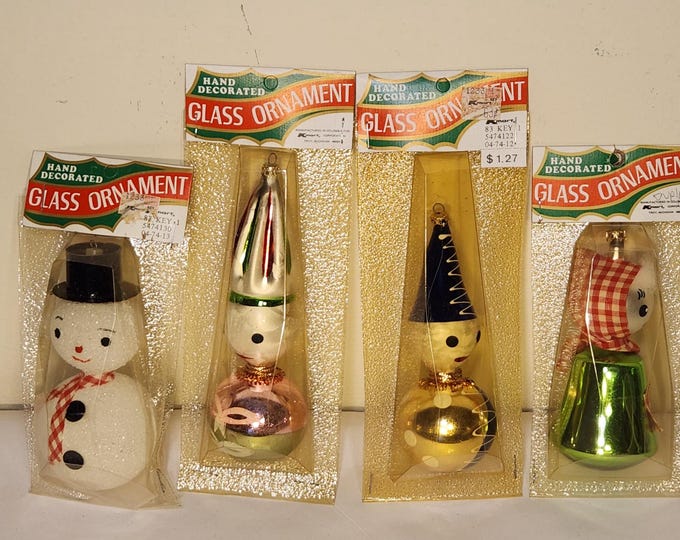 Four 1970s Kmart Hand Decorated Glass Figural Christmas Ornaments - Etsy