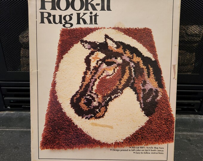 Vintage Vogart Crafts Hook-it Rug Kit Style #4345 Horse Diy Latch Hook ...