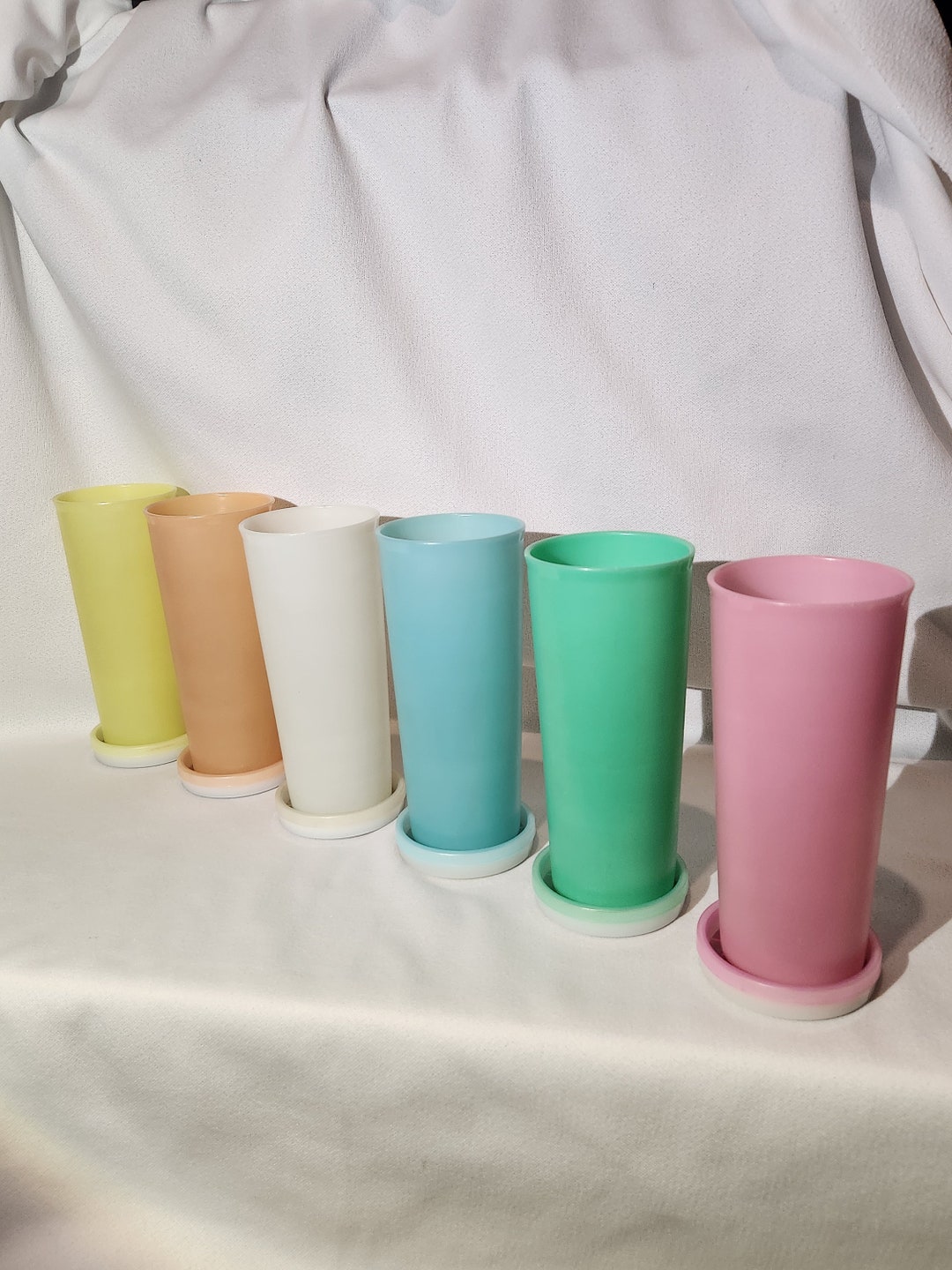 Six Vintage Tupperware 16 Ounce Tumblers in Pastel Colors 107 and ...