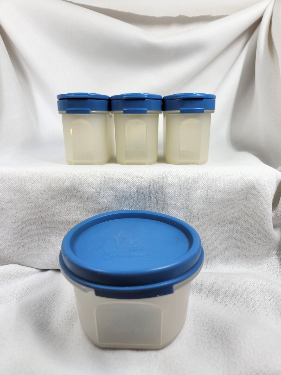 Four Vintage Tupperware Modular Mates With Blue Lids 1843 and 1505 - Etsy