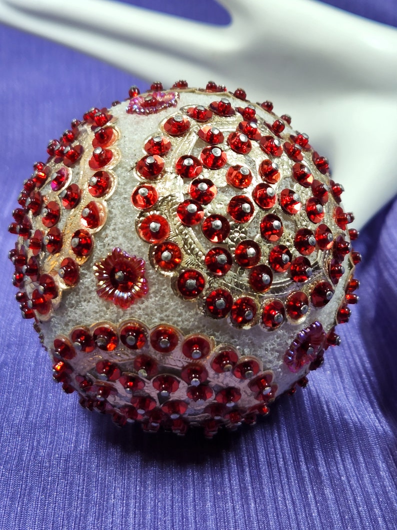 Vintage Push Pin Red Sequin on Styrofoam Ornament - Etsy