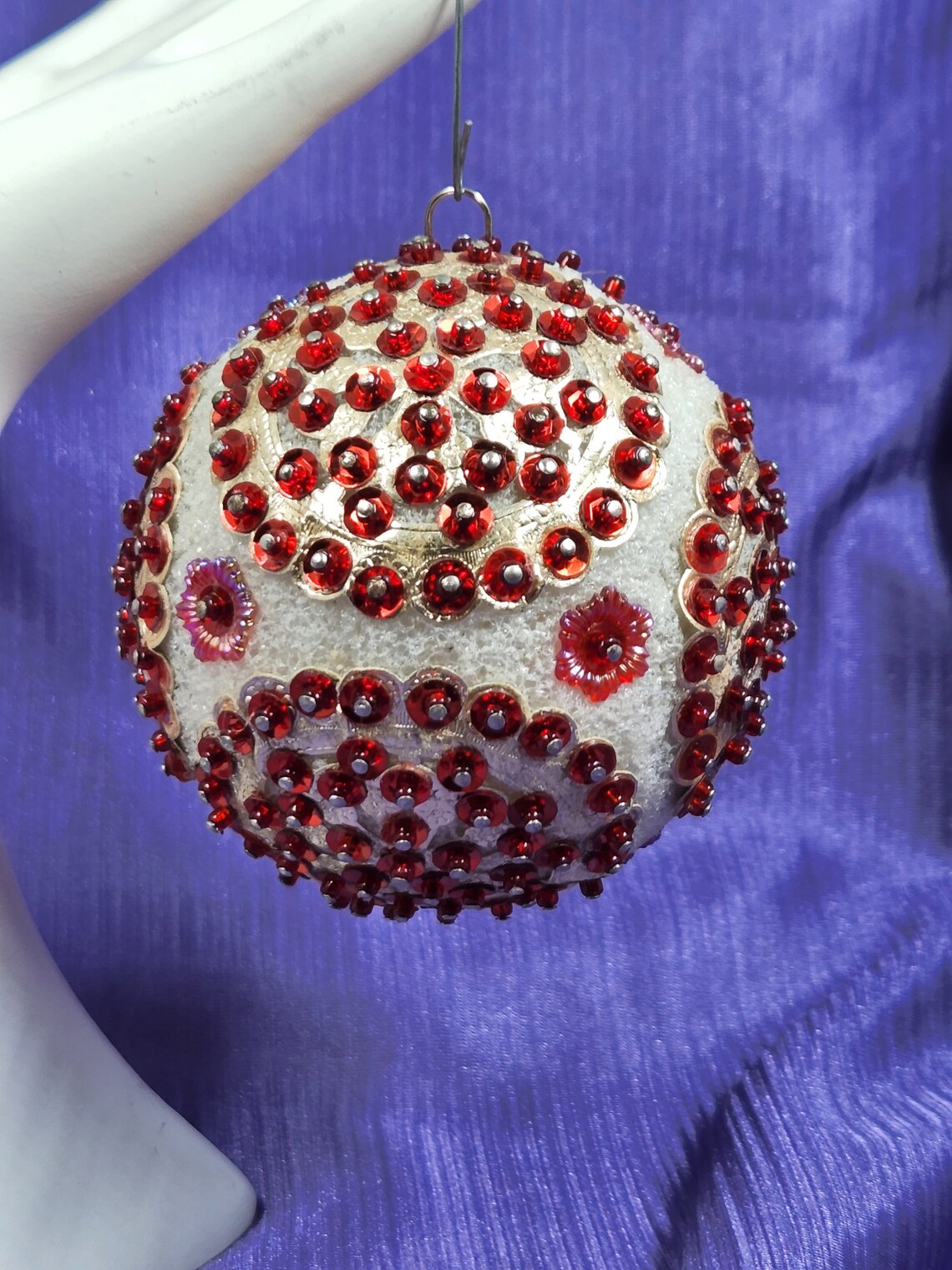 Vintage Push Pin Red Sequin on Styrofoam Ornament - Etsy
