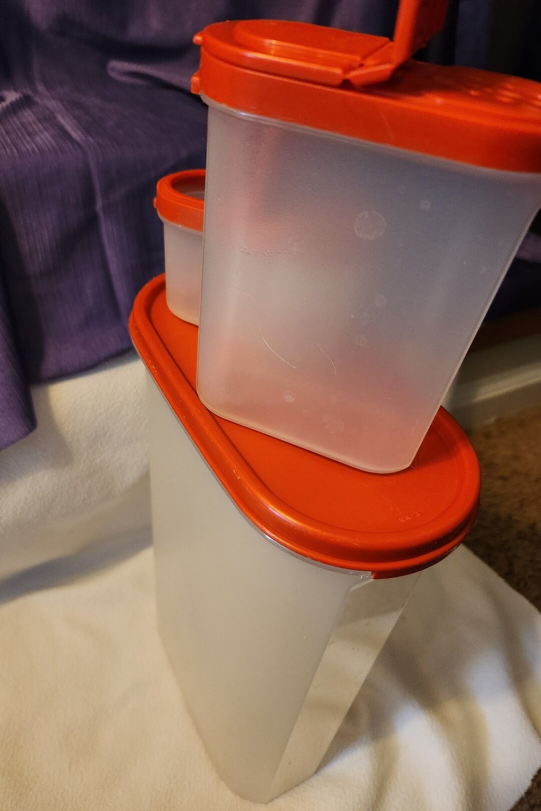Three Tupperware Modular Mates With Red Lids Tupperware Clear Plastic ...
