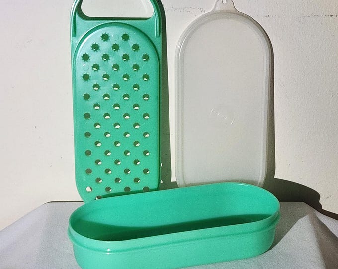 Vintage Tupperware Three Piece Jadeite Green Cheese Grater and Keeper ...
