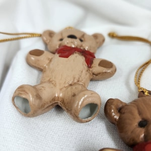 Six Painted Ceramic 3 1/4" Teddy Bear Ornaments - Etsy