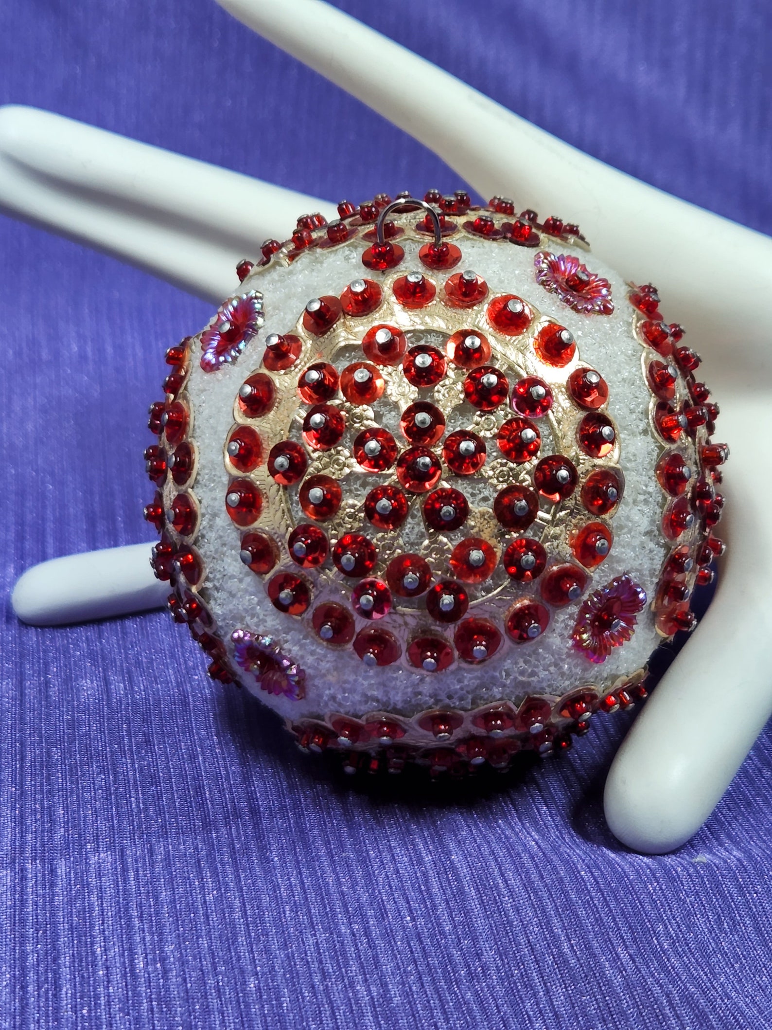 Vintage Push Pin Red Sequin on Styrofoam Ornament - Etsy