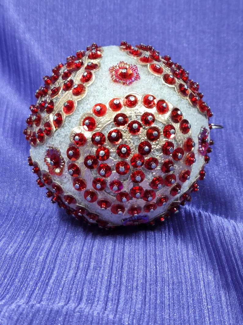 Vintage Push Pin Red Sequin on Styrofoam Ornament - Etsy