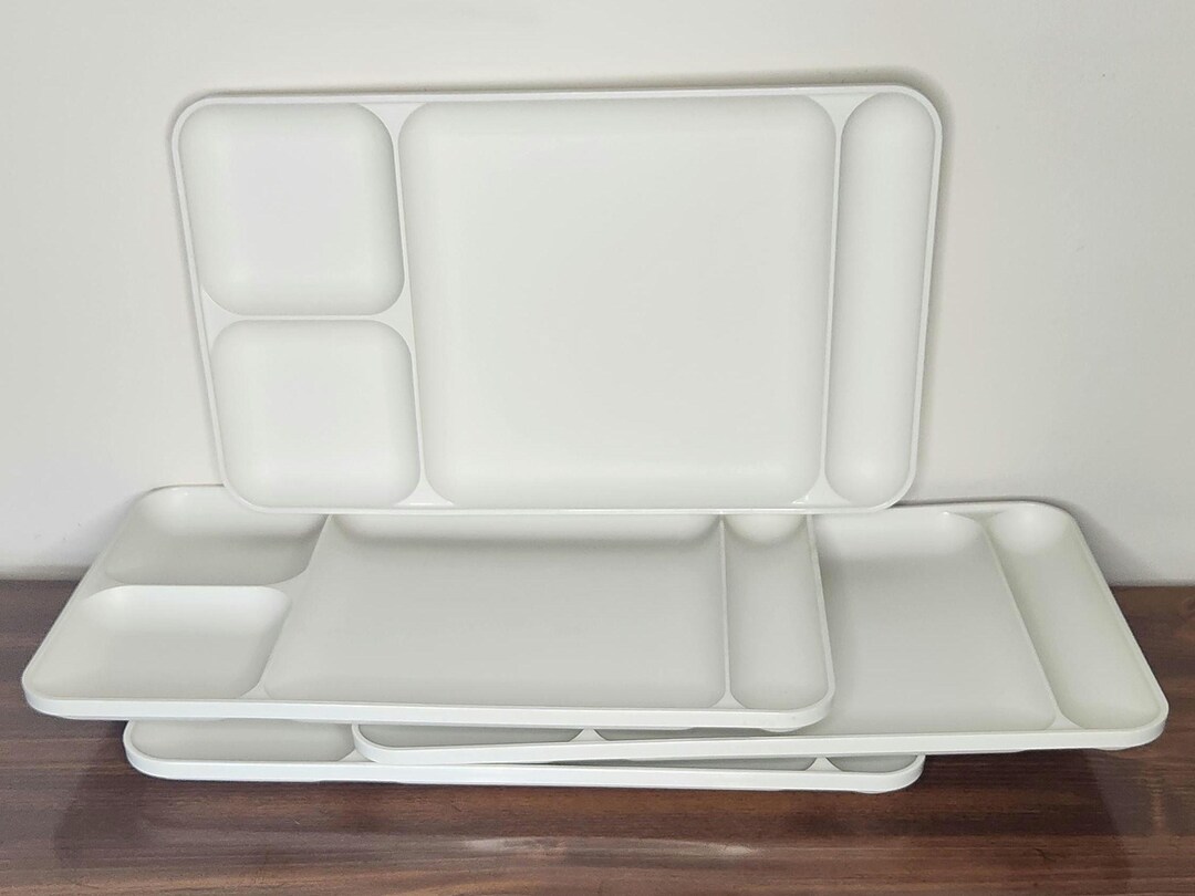 Four Vintage Almond Tupperware Divided Food Trays #1535 Dining Lunch ...