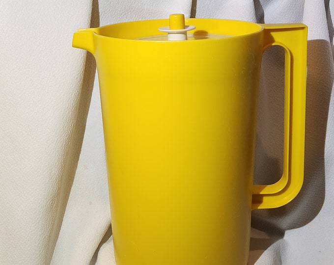 Vintage Tupperware Sunny Yellow One Gallon Pitcher With Push Button Lid ...