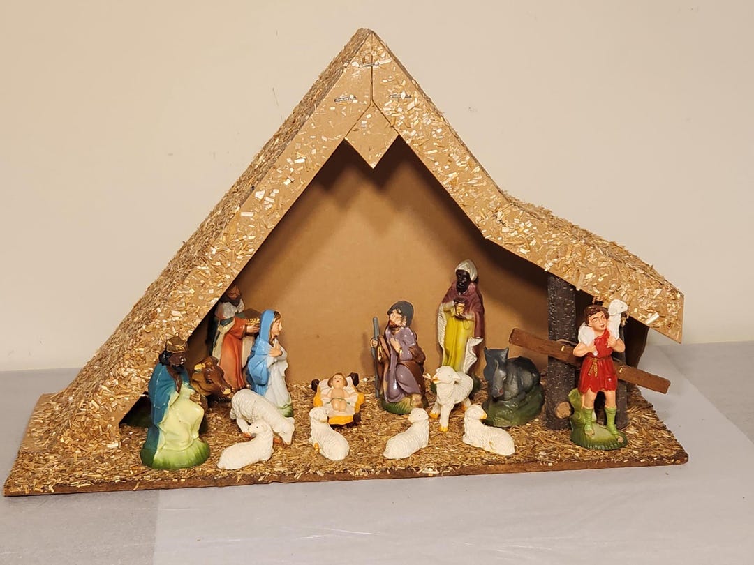 Vintage One Piece Nativity Scene in Original Box Christmas Nativity ...