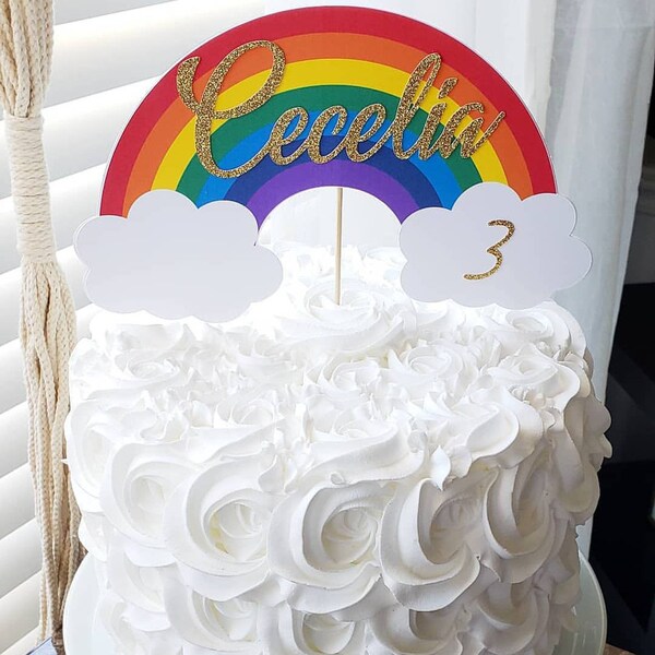 Rainbow Cake Topper - Etsy