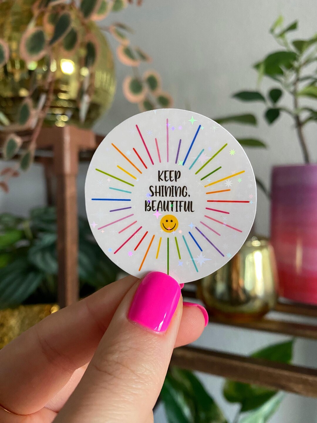 Keep Shining Beautiful Sticker / Happy Sun Sticker / Cute Rainbow Sun ...