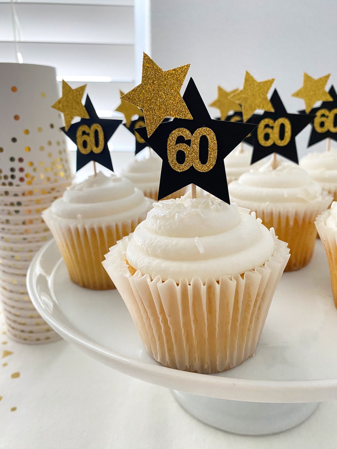 60th Cupcake Toppers / You Pick the Colors / 60th Birthday Decorations ...