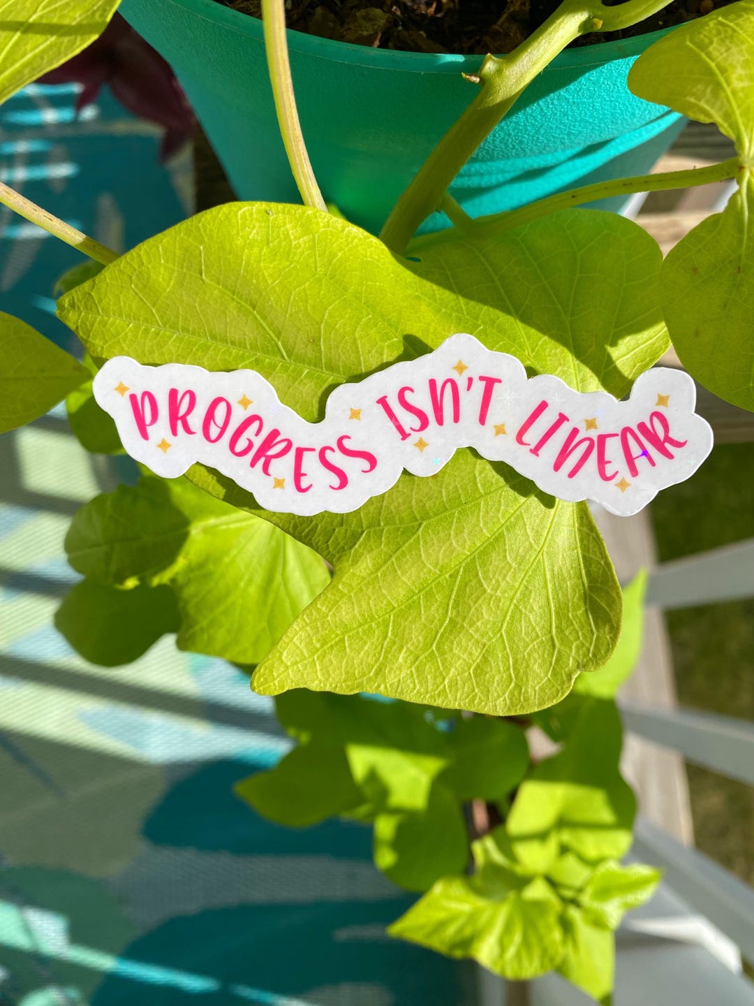 Progress Isnt Linear Sticker / Holographic Vinyl / Self Love Stickers ...