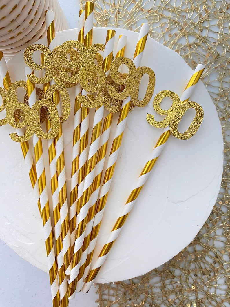 90th Birthday Party Straws / 90th Birthday Decorations / 90th Birthday ...