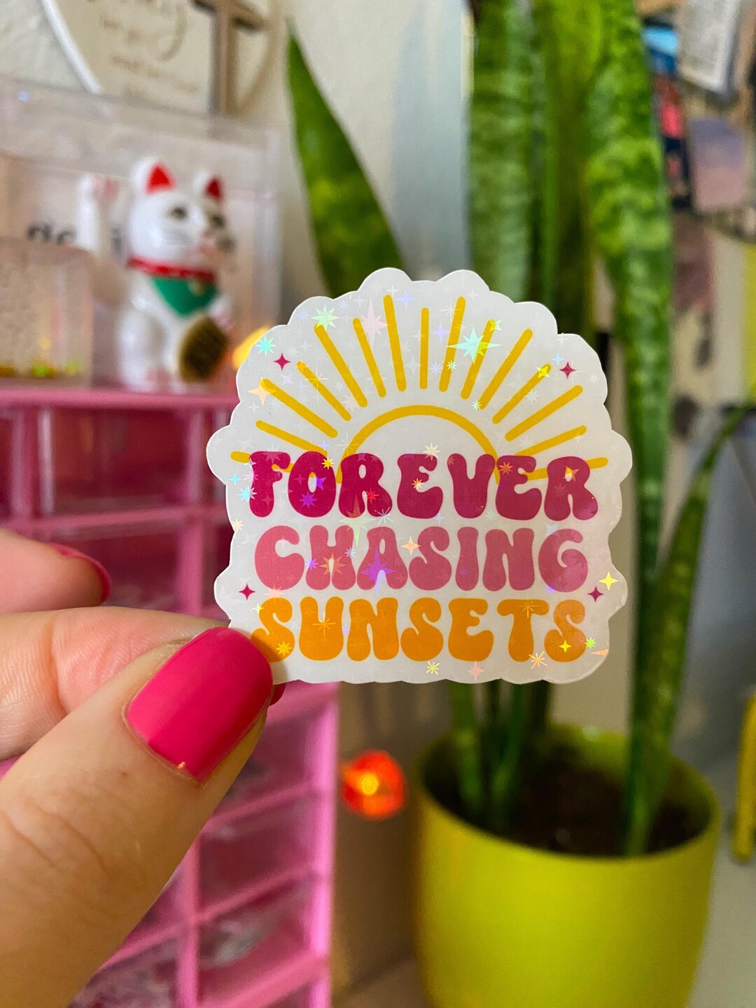 Forever Chasing Sunsets Sticker / Holographic / Cute Summer Stickers ...