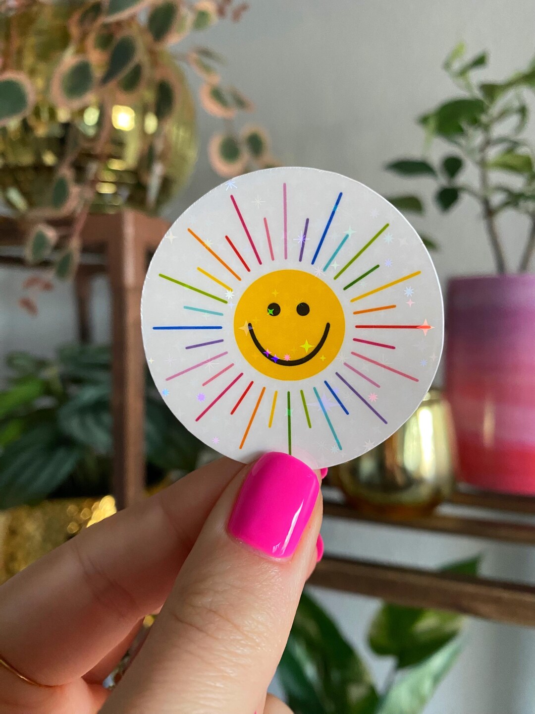 Smiley Face Sun Sticker / Happy Sun Sticker / Cute Rainbow Sun Sticker ...