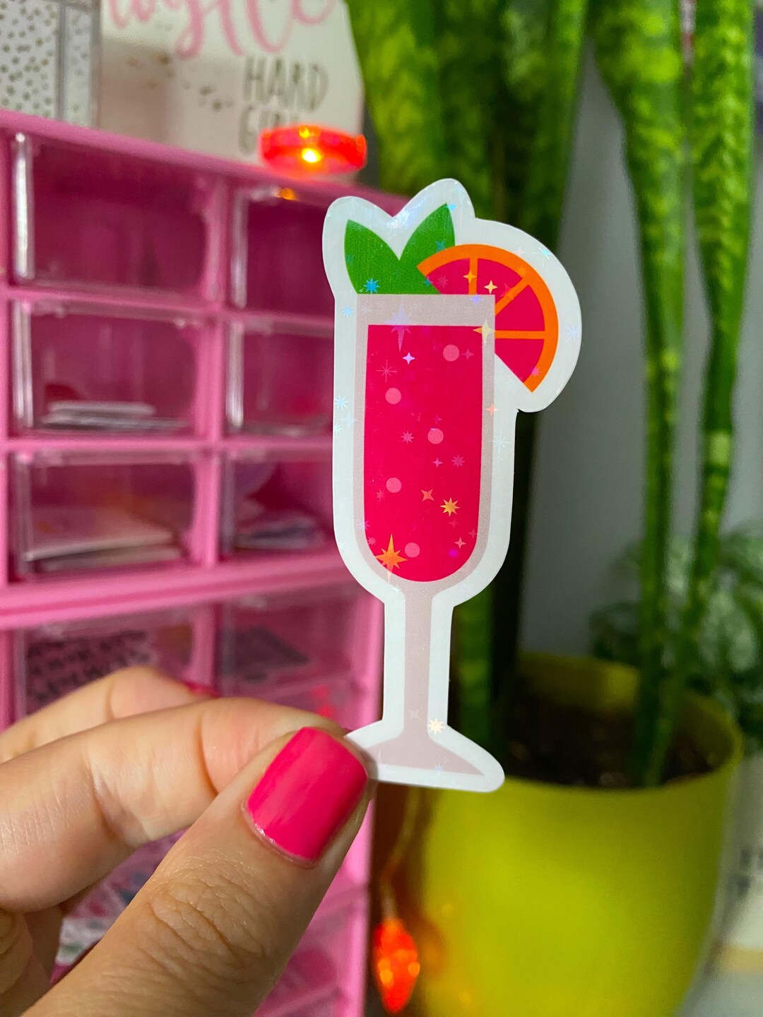 Pink Mimosa Sticker / Holographic / Cute Mimosas Stickers / Summer ...
