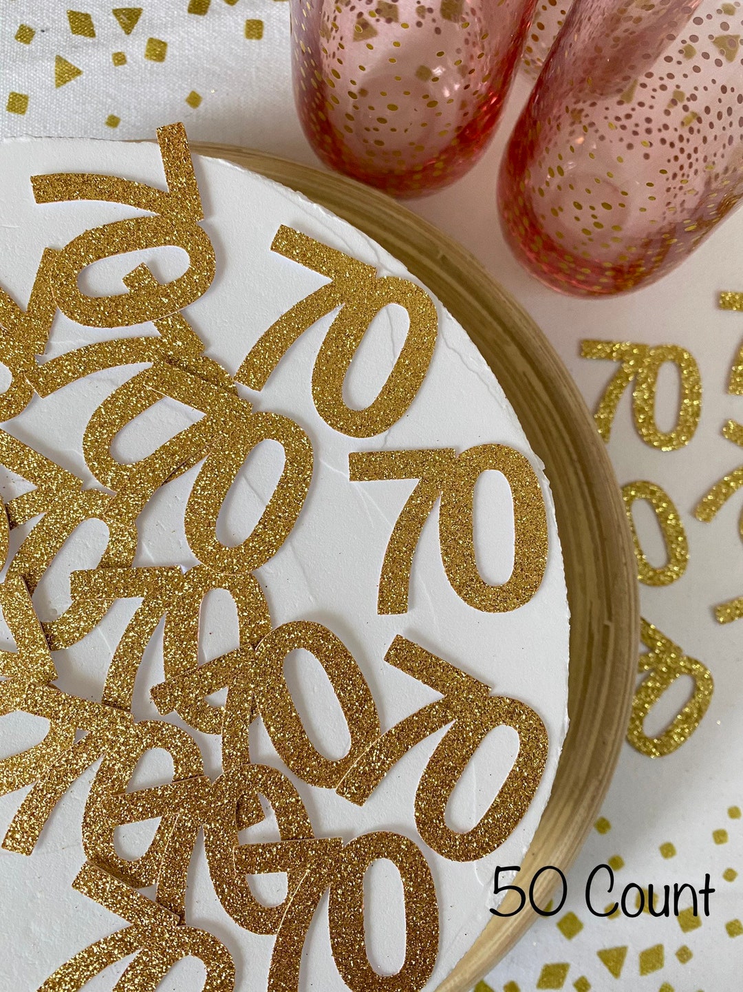 70th Birthday Confetti / 50 Pieces / 70th Birthday Decorations / Custom ...