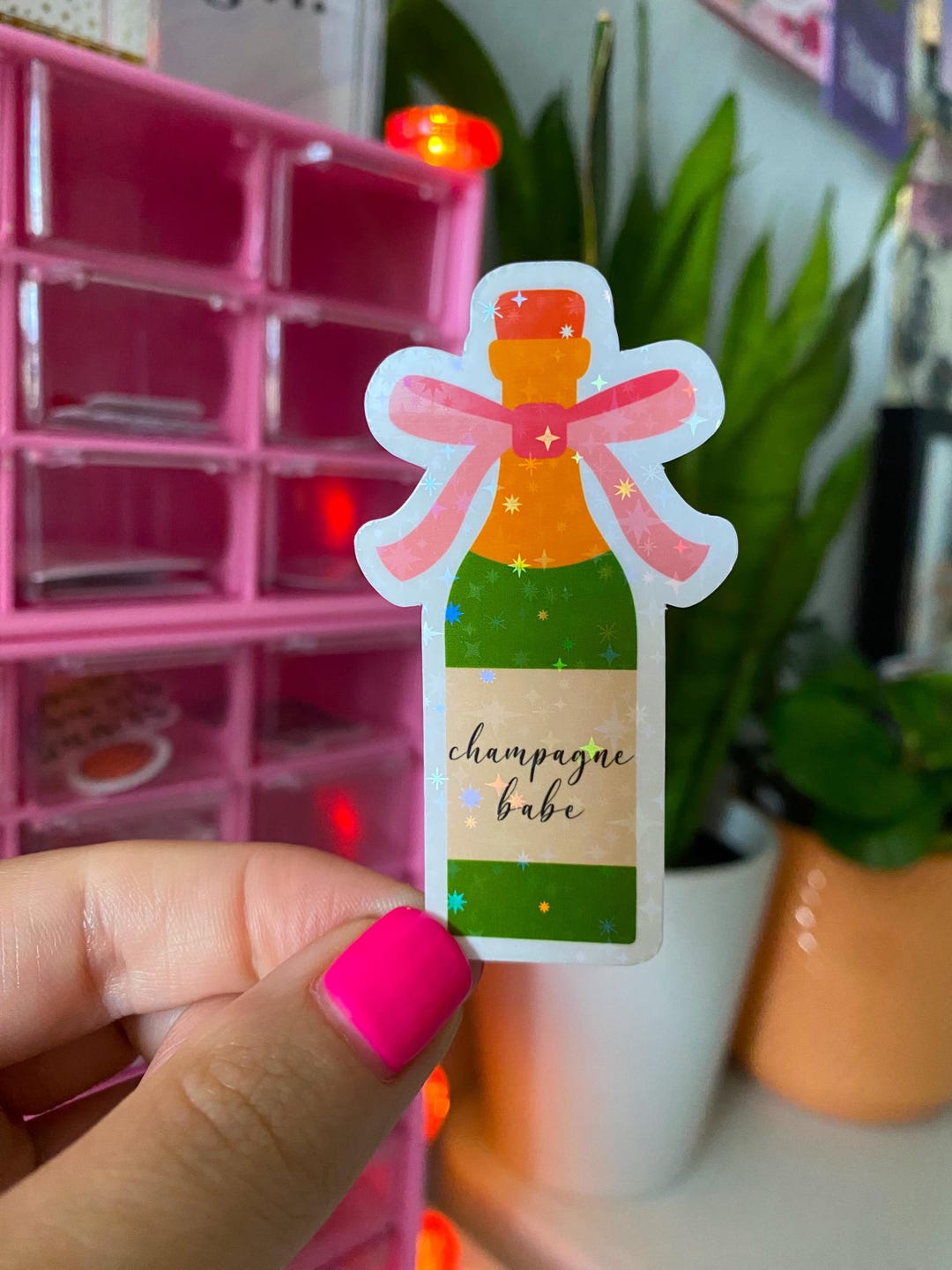 Champagne Bottle Sticker / Holographic / Champagne Babe Sticker ...