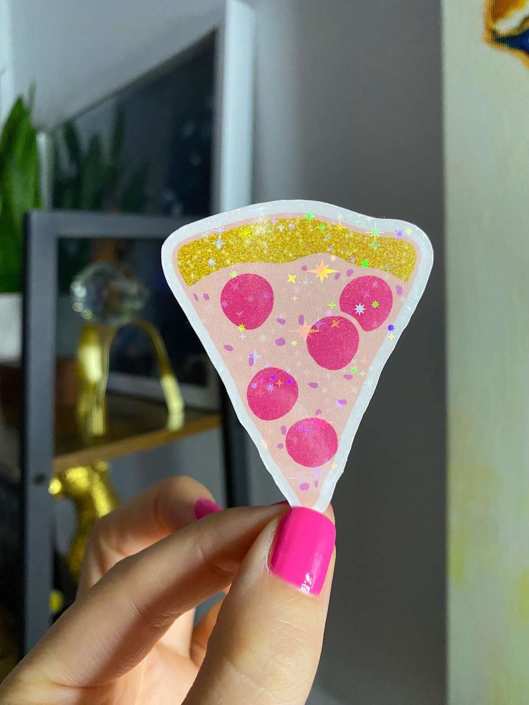 Pizza Slice Sticker / Holographic Vinyl / Food Stickers / Pepperoni ...