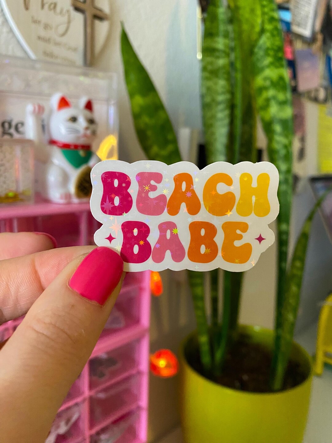 Beach Babe Sticker / Holographic / Cute Summer Stickers / Retro Beach ...
