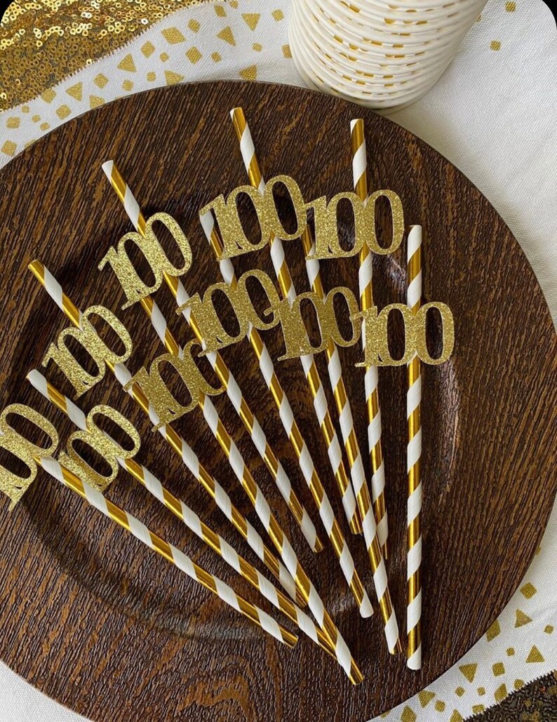 100th Birthday / 10 Count Party Straws / 100th Birthday | Etsy