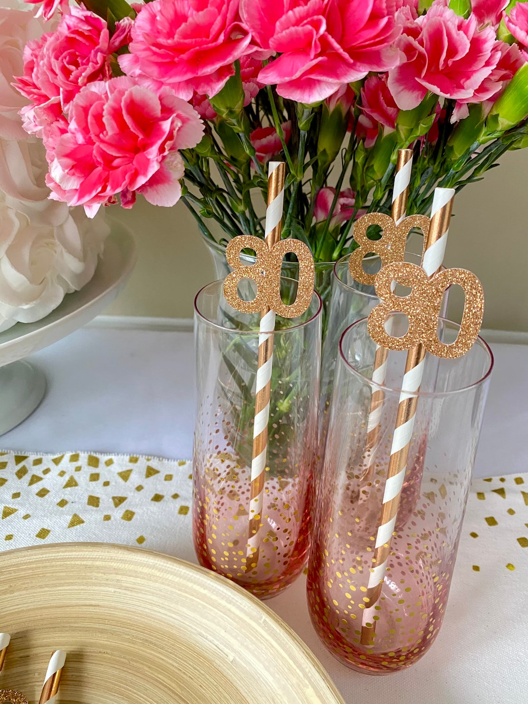 80th Birthday Decorations / 80th Birthday Party Straws / 80th Birthday ...