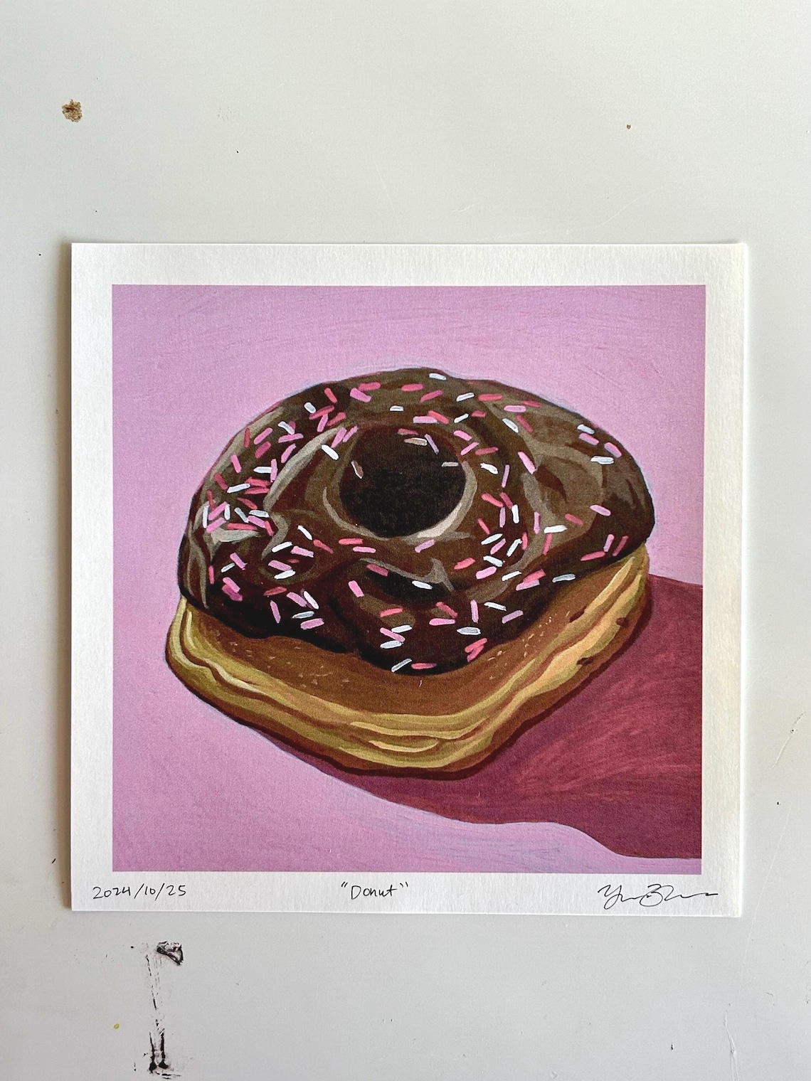 Matte Art Print 8” X 8” - Acrylic Painting - Donut - Colorful, Happy ...