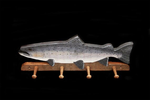 Hand Carved King Salmon Coat Rack With 4 Pegs.can Order up to | Etsy