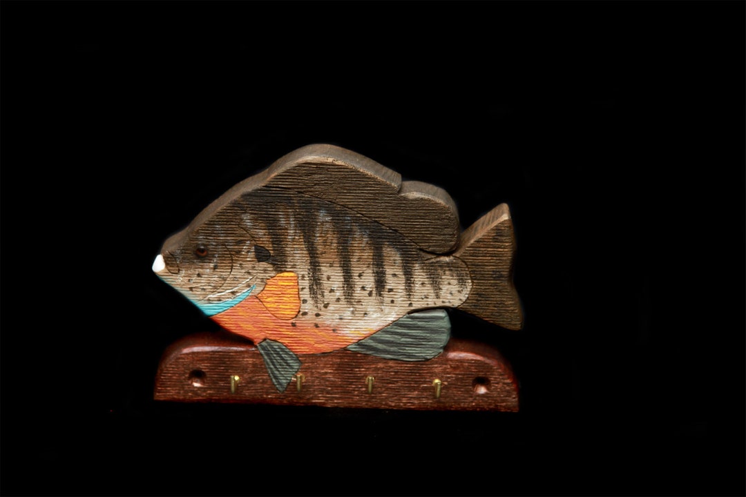 Hand Carved Bluegill Key Rack With 4 Hooks. - Etsy