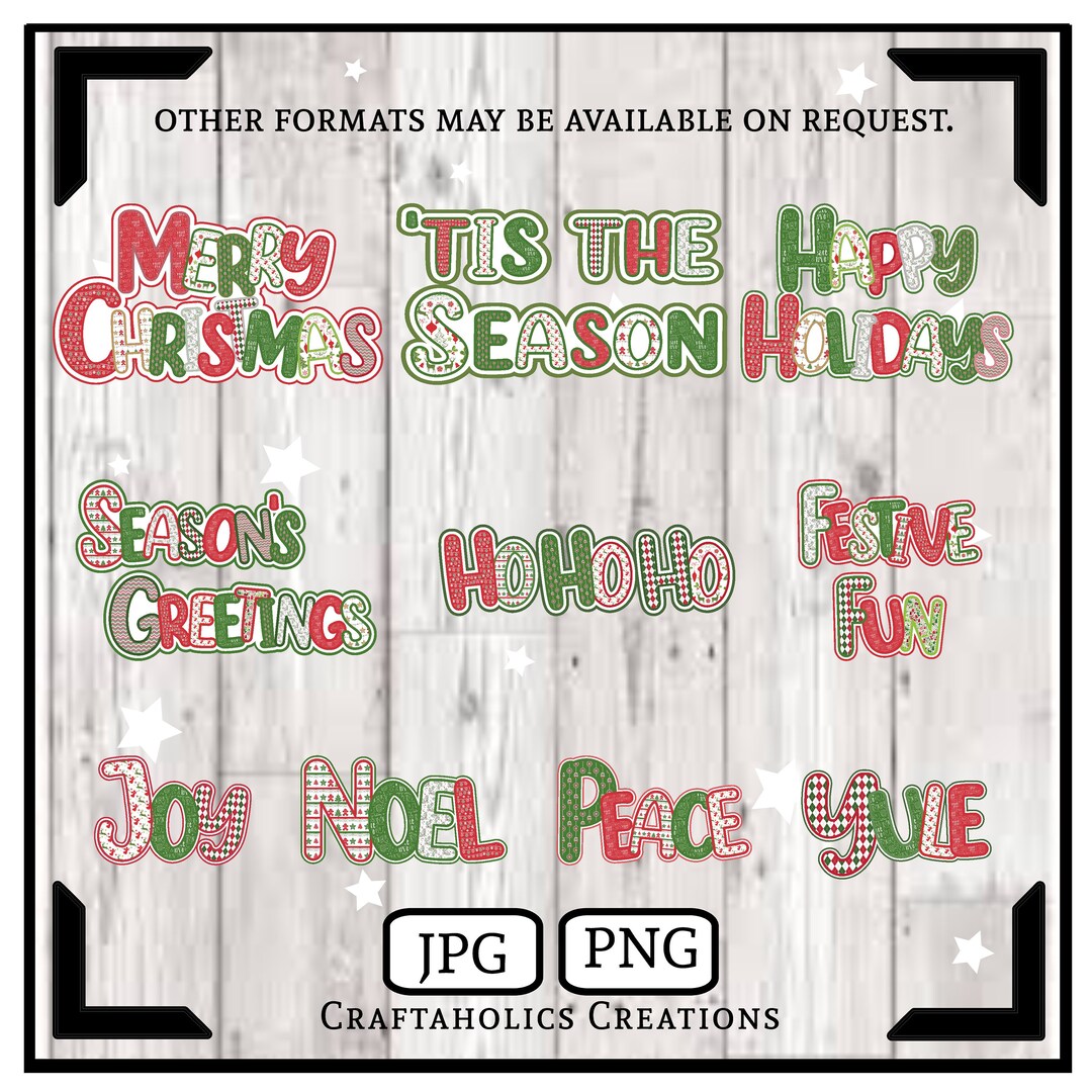 Festive Words & Phrases Digital Design JPG PNG - Etsy