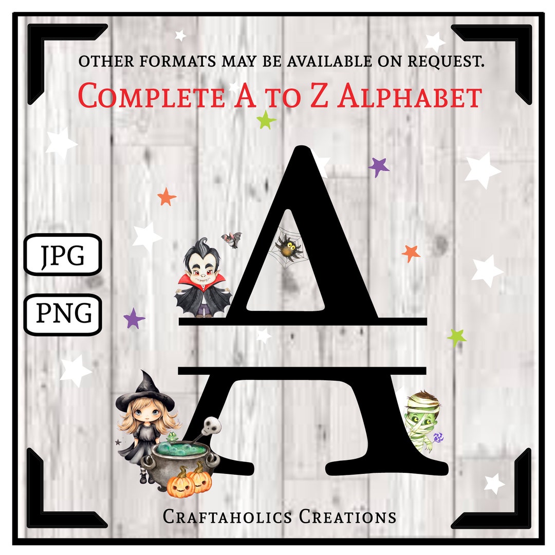 Complete A to Z Halloween Cuties Alphabet in JPG & PNG Format - Etsy