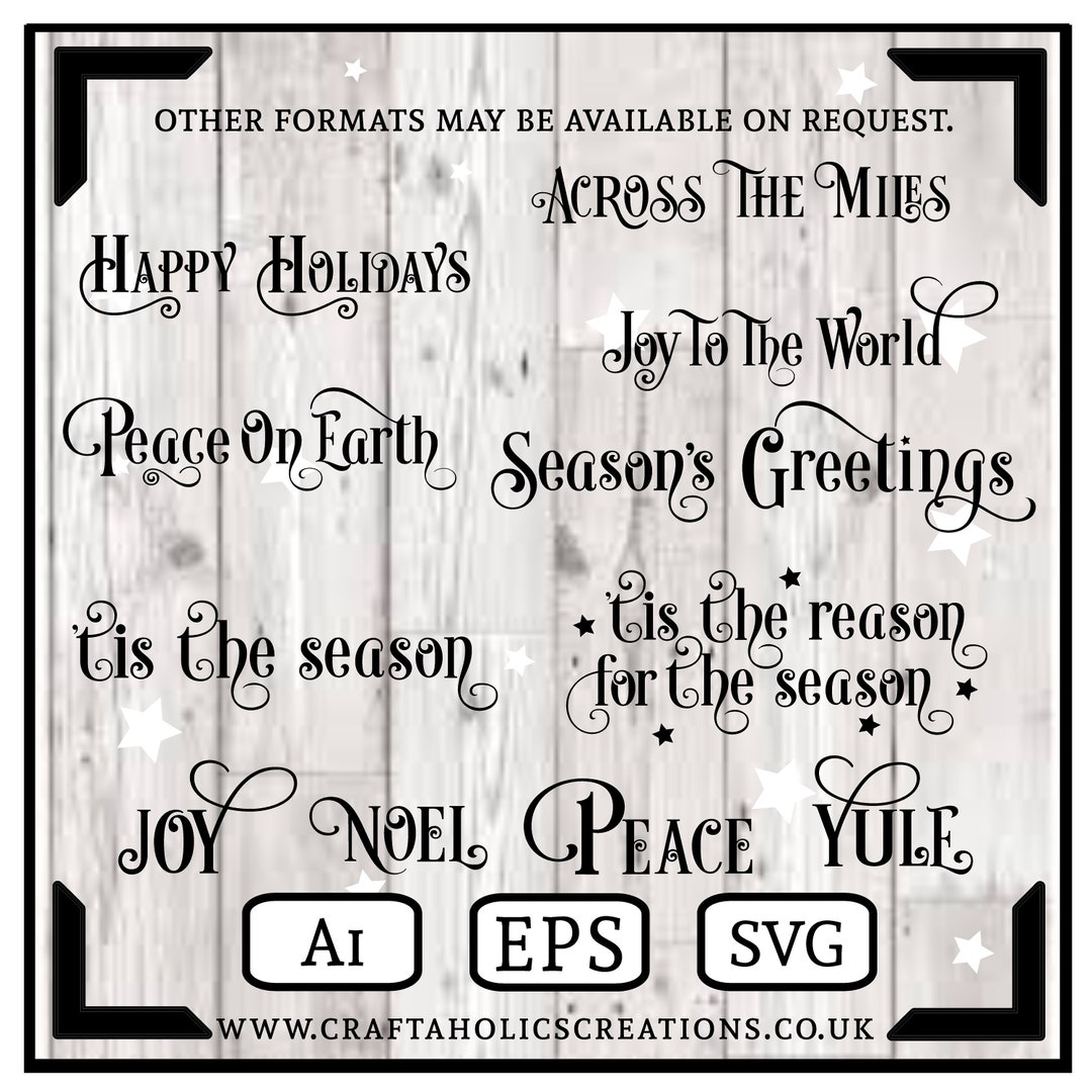 Festive Words & Phrases Digital Design SVG, FCM, EPS Scut5 - Etsy