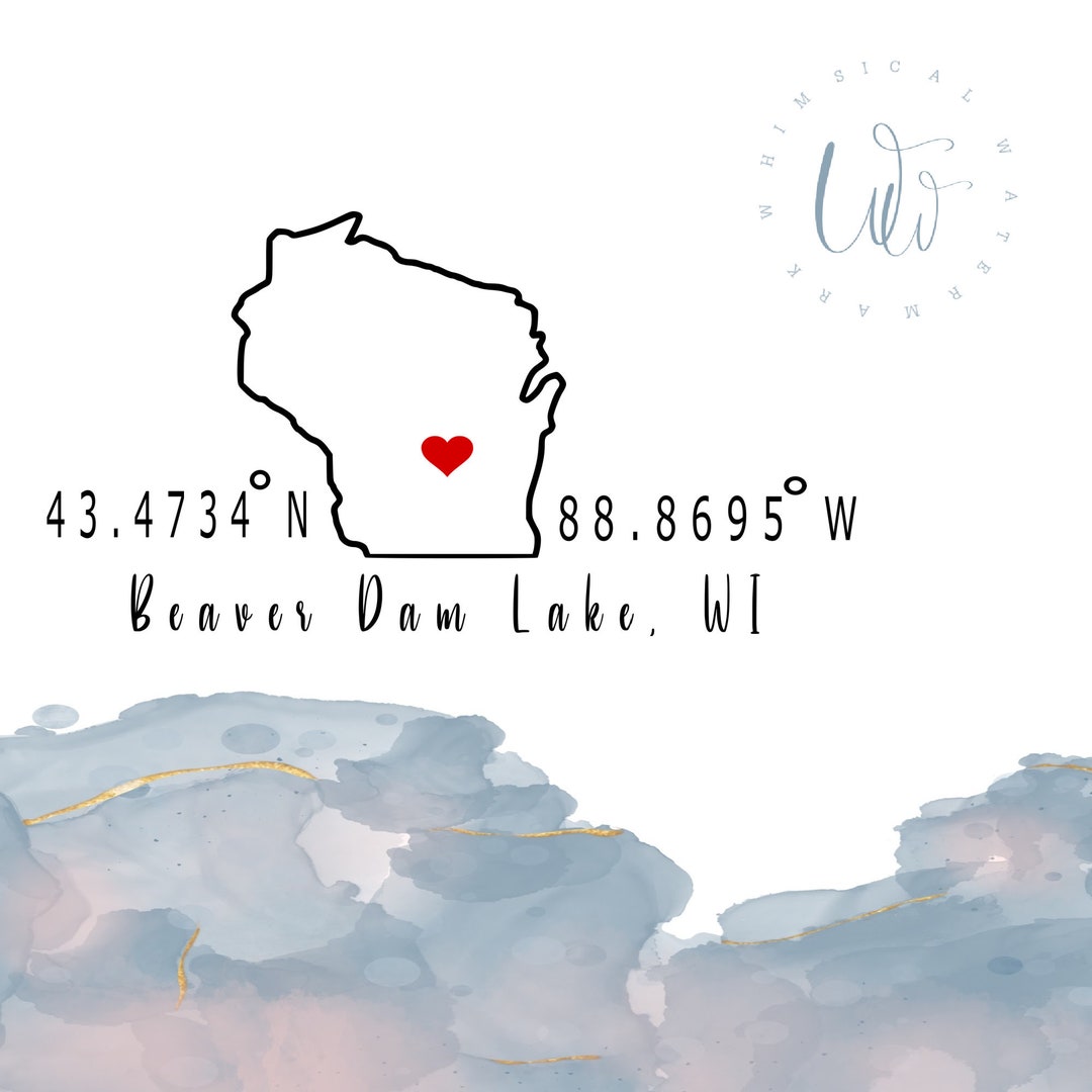Beaver Dam Lake Coordinates SVG. - Etsy