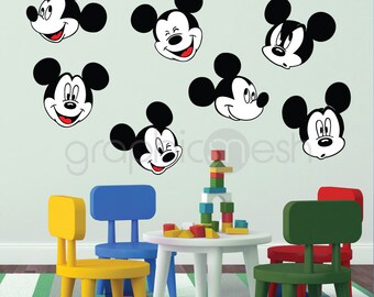Wall decals MICKEY MOUSE Replica various faces Surface | Etsy