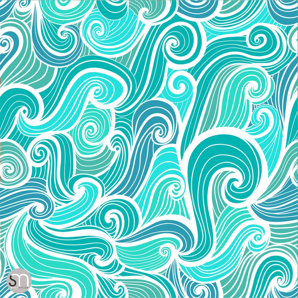 AQUA ABSTRACT WAVES - Self Adhesive Removable Wallpaper by Graphicsmesh ...