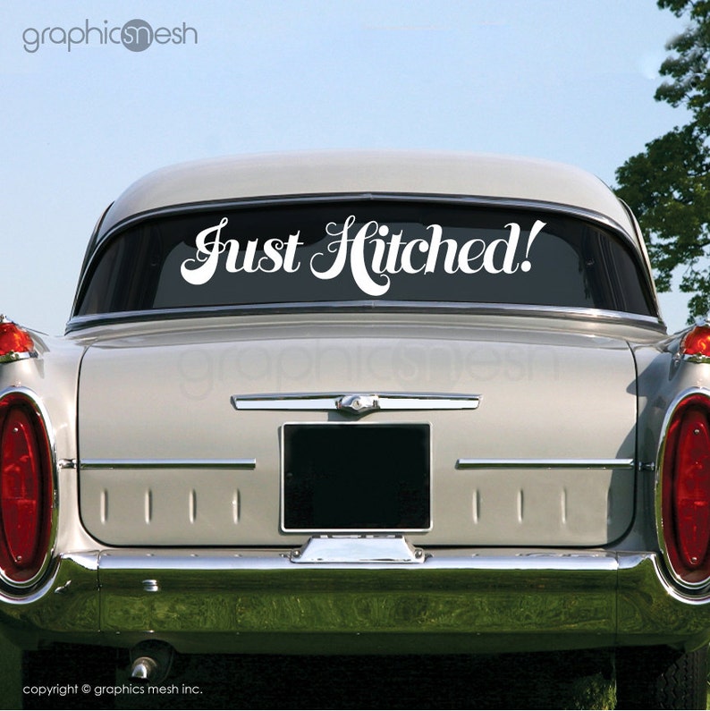 JUST HITCHED Surface Decal Car Sign Wedding Wall / Car / - Etsy