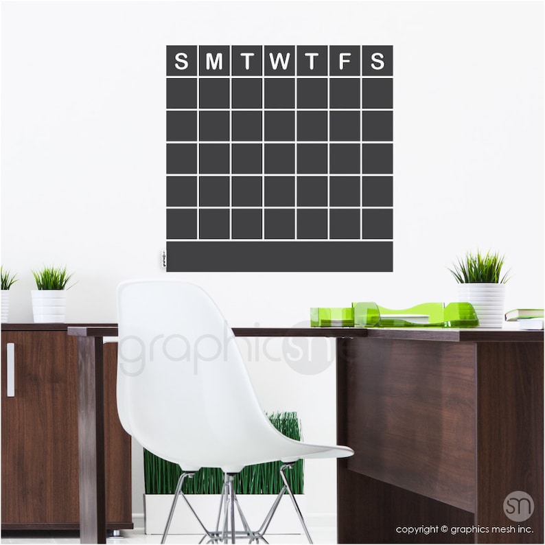 Chalkboard Calendar Wall Decal - Monthly Planning - Erasable Surface ...
