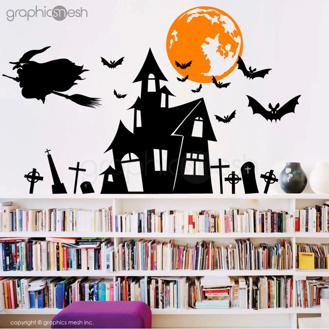 Witch's Haunted House - HALLOWEEN WALL DECALS - Seasonal Interior Decor ...