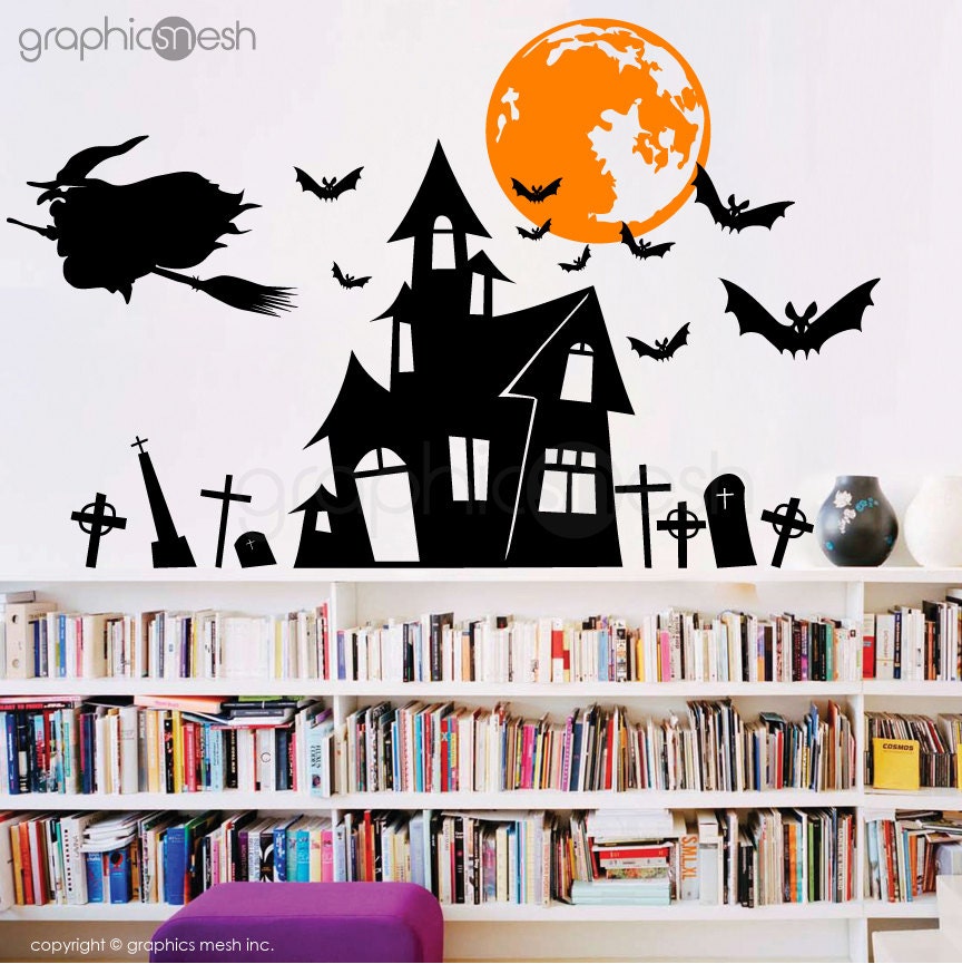 Witch's Haunted House - HALLOWEEN WALL DECALS - Seasonal Interior Decor ...