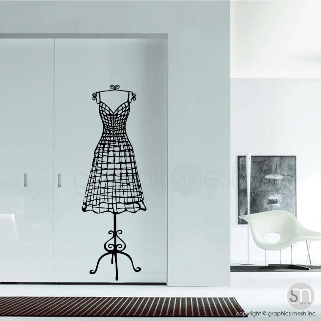 WALL DECAL Wire Dress Form | Removable Stickers | Fashion Design Decals ...
