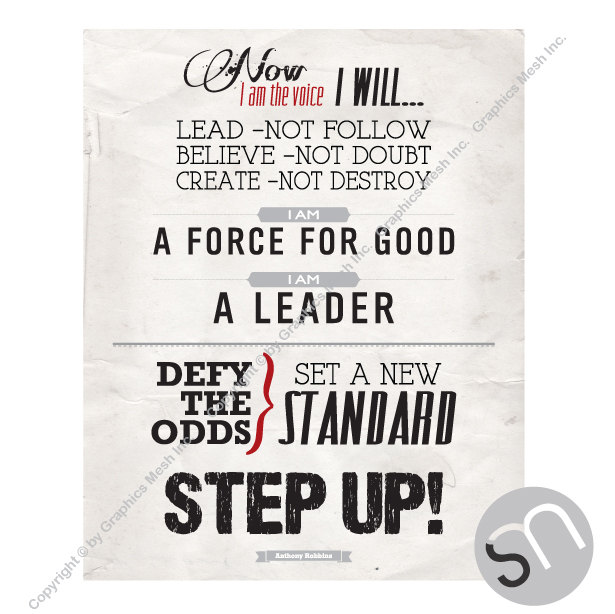 STEP UP! Tony Robbins Motivational Poster - Instant DOWNLOAD ...