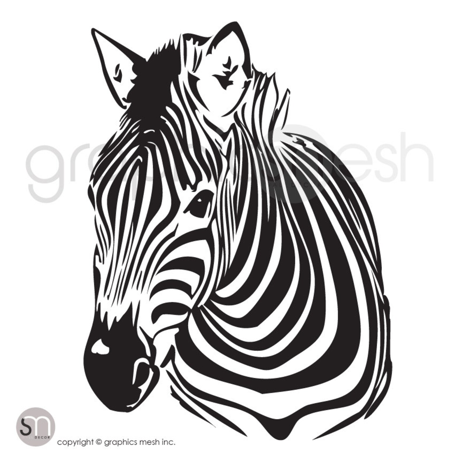 Wall Decal ZEBRA HEAD - Interior Decor Surface Graphics by ...