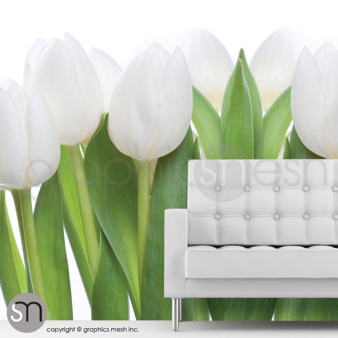 WHITE TULIPS Photography Wall Mural Self Adhesive Removable - Etsy